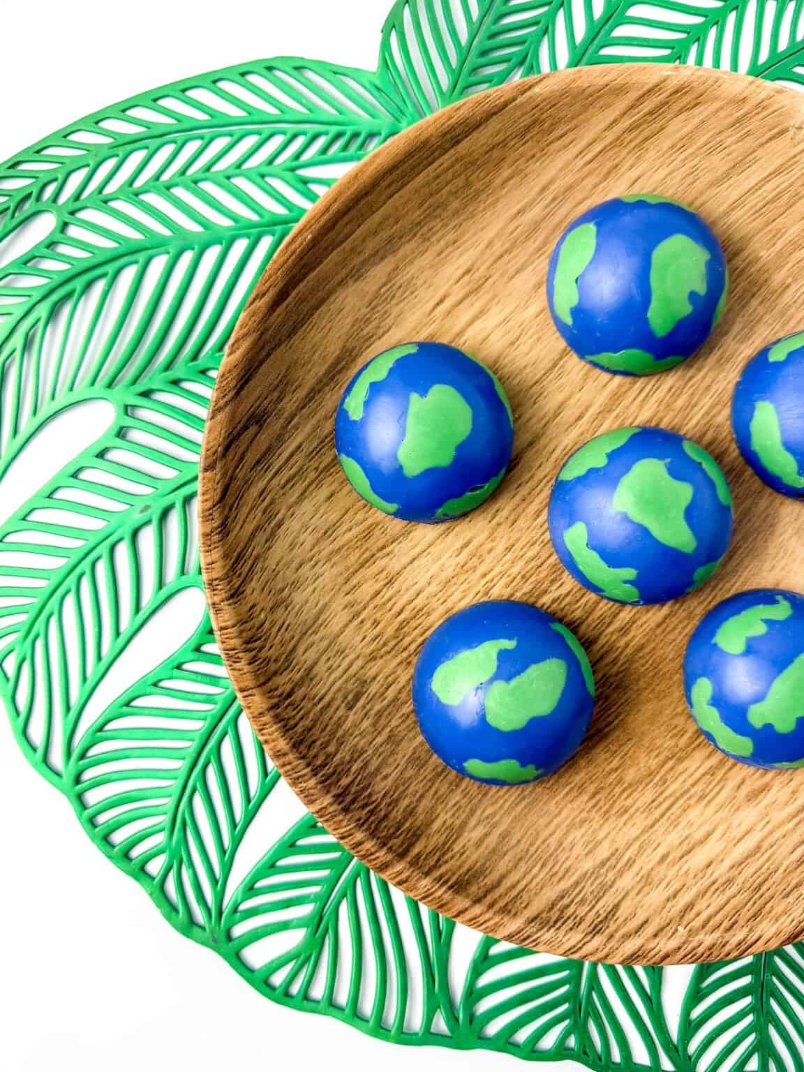 Earth Day Chocolate Peanut Butter Balls (no bake recipe)