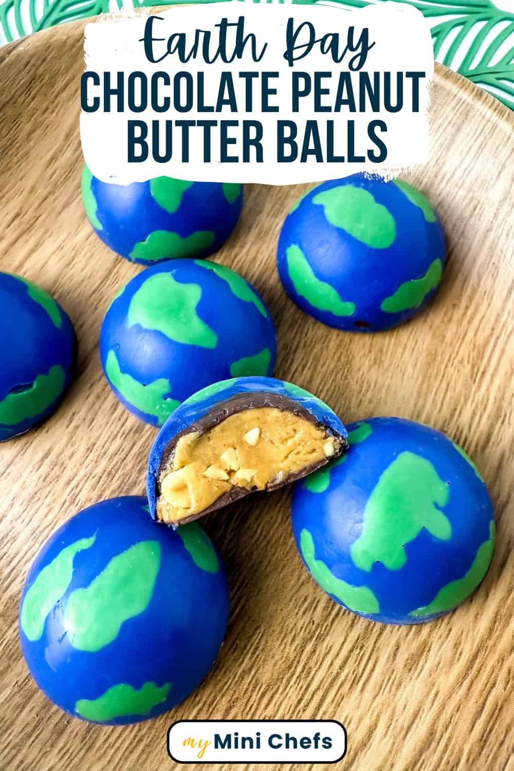 Earth Day Chocolate Peanut Butter Balls (no bake recipe)